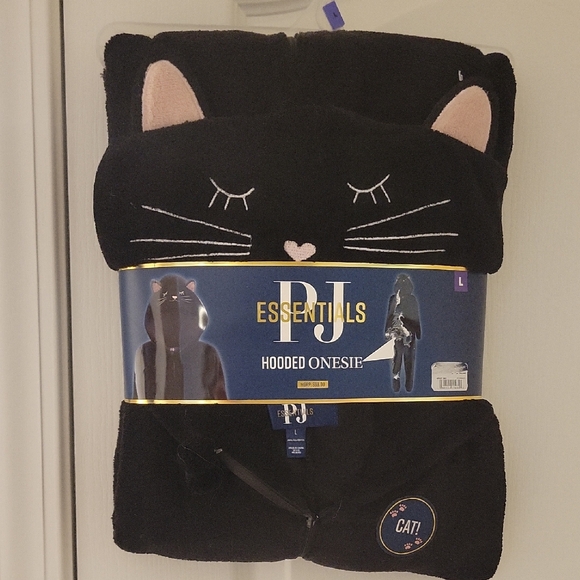 Essentials | Intimates & Sleepwear | Essentials Black Cat Hooded Pajama ...